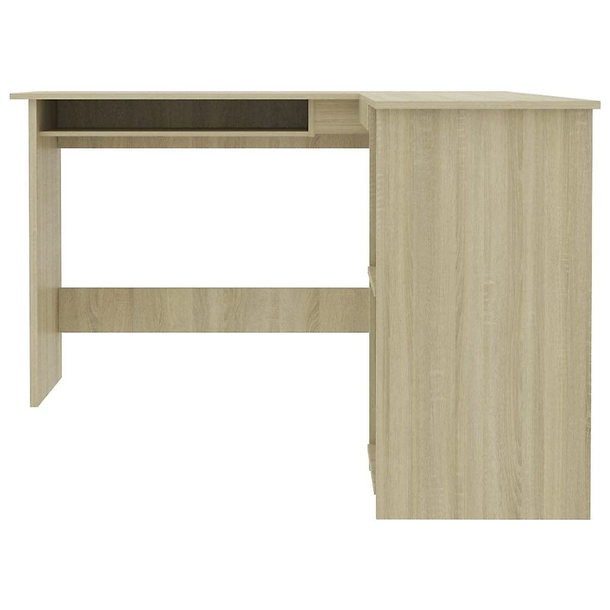 QZZCED L-Shaped Corner Desk,Modern Computer Desk,Workstation,PC Laptop Table,with Pull-Out Keyboard Tray and 2 Open Shelves Sonoma Oak 47.2"x55.1"x29.5" Chipboard