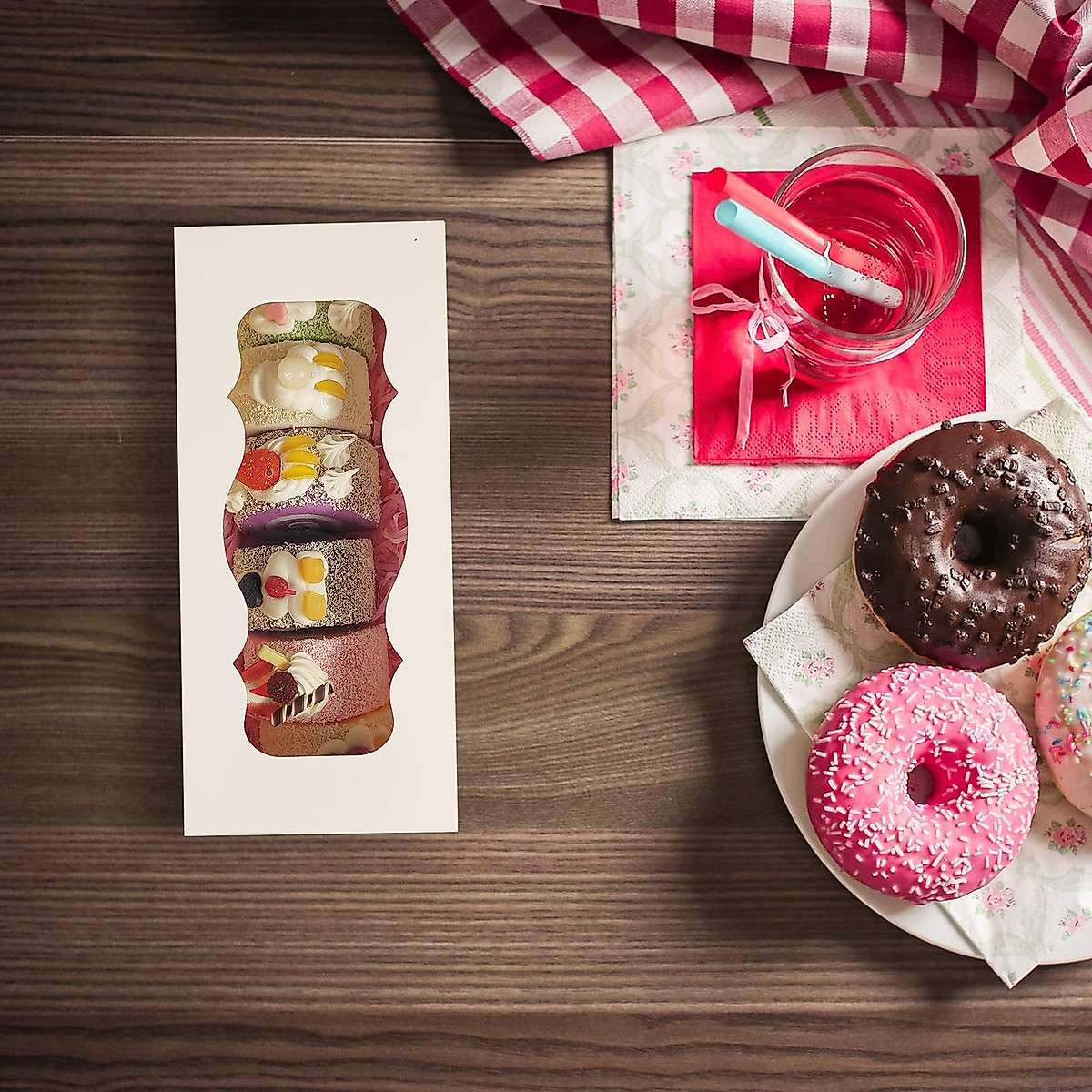 Aumodizzy 30pcs 9x4x3.5 Inch Cookie Boxes White Bakery Boxes with Window, Loaf Cake Boxes for Roll Cakes, Desserts, Muffins, Donuts, Candies and Pastries(9 Inch)