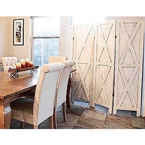 Premium Home Room Divider: Room dividers and Folding Privacy Screens, Privacy Screen, Partition Wall dividers for Rooms, Room Separator, Temporary Wall, Folding Screen, Rustic Barnwood (White X)