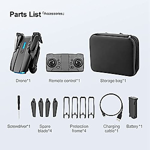 Dual 1080P HD FPV Camera Remote Control Mini Drone - 2.4G WiFi Start Speed Adjustment Altitude Hold Headless Mode Foldable RC Quadcopter Toys Gifts for Adults Beginners Kids (Black)