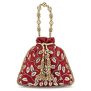 Aheli Indian Potli Bags for Women Evening Bag Clutch Ethnic Bride Purse with Drawstring
