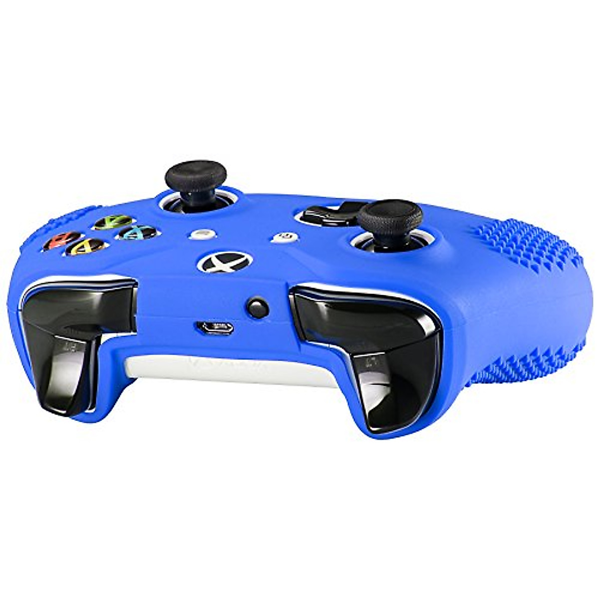 eXtremeRate Soft Anti-Slip Dark Blue Silicone Controller Cover Skins Thumb Grips Caps Protective Case for Xbox One X S Controller - Blue