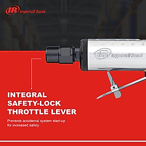 Ingersoll Rand 307B 1/4” Air Die Grinder, Straight, 28,000 RPM, 0.25 HP, Ball Bearing Construction, Safety Lock, Aluminum Housing, Lightweight Power Tool