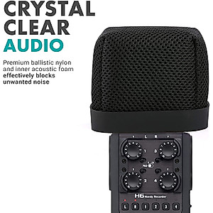 Movo WST-R30 Fitted Nylon Microphone Windscreen with Acoustic Foam Technology for Zoom H4n, H5, H6, Tascam DR-100 MKII and Sony PCM-D50 Portable Digital Recorders