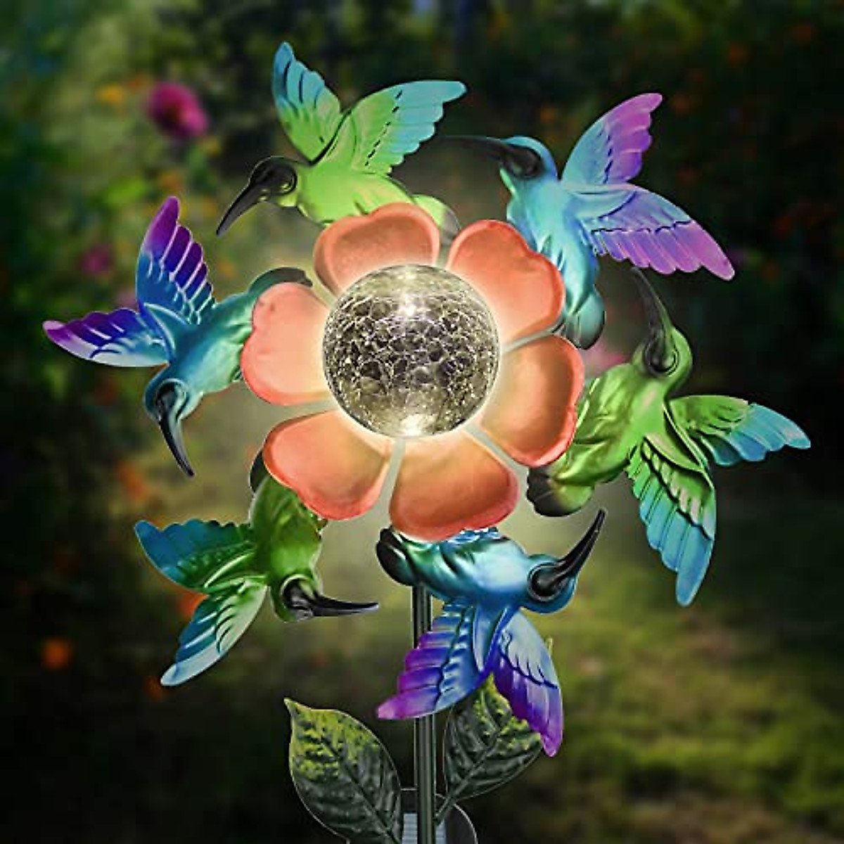 Solar Wind Spinners Hummingbird Spinner, Waterproof Outdoor Metal Wind Sculpture for Yard and Garden, Lawn & Garden Decor
