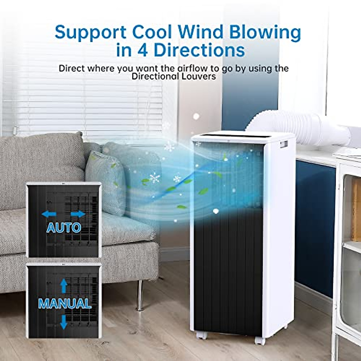 Portable Air Conditioners, SXYCMY 8000 BTU Air Conditioner Portable for Room up to 350 Sq.Ft, 3-in-1 AC Unit with LED Dehumidifier & Fan, Installation Kit & Remote Control for Home, Office