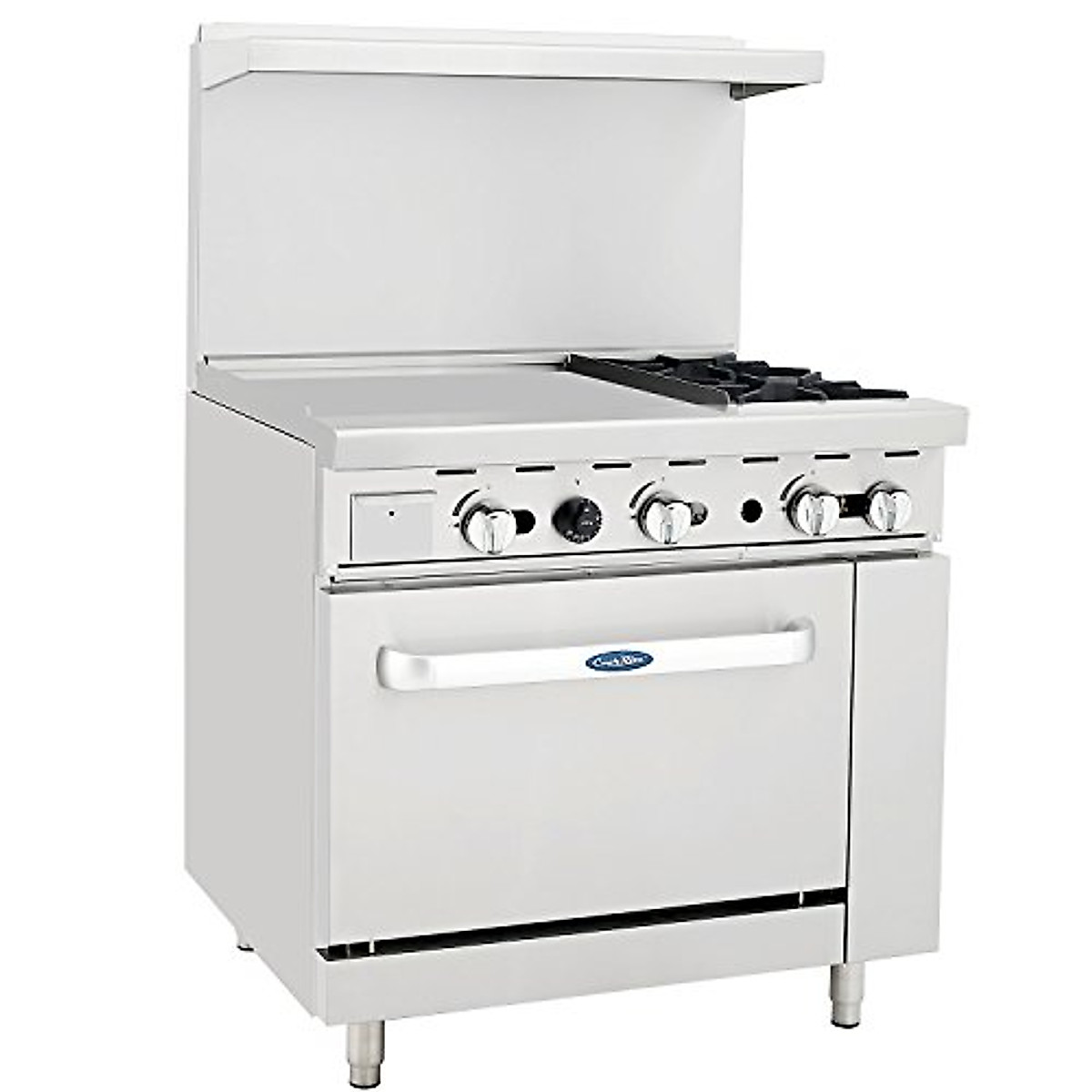 CookRite Liquid Propane Range 2 Burner Hotplates With 24" Manual Commercial Griddle Standard Oven 36'' - 121000 BTU