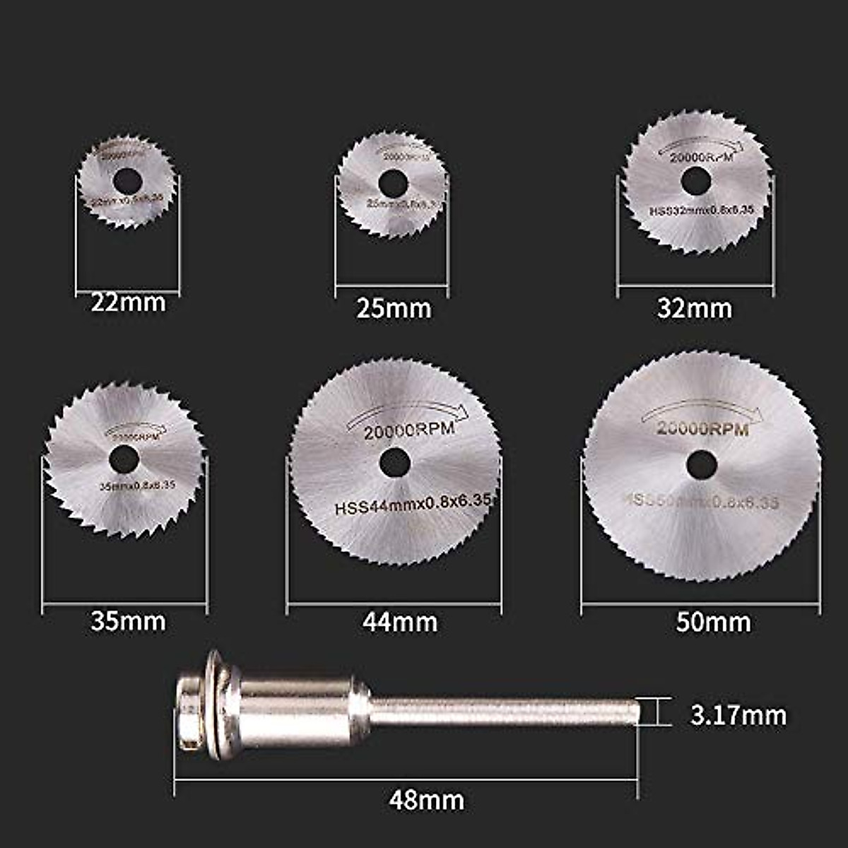 QISF 16Pcs HSS Saw Blades Rotary Tool Circular Saw Blade Set Mandrel - 1/8" (3.175mm) and 1/4" (6.0mm) Shank For Dremel, Proxxon Drill Rotary Tools