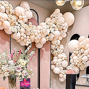 Double Layer Beige Balloons Different Sizes 18In 12In 5In Ivory White Blush Balloon Garland Pastel Cream Latex Balloon Arch Kit for Boho Baby Shower Birthday Wedding Bridal Shower Gender Reveal Party