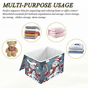 senya Christmas Baskets Collapsible Storage Bins with Lids, Christmas Snowman Candy Storage Boxes Clothes Baskets for Organizing