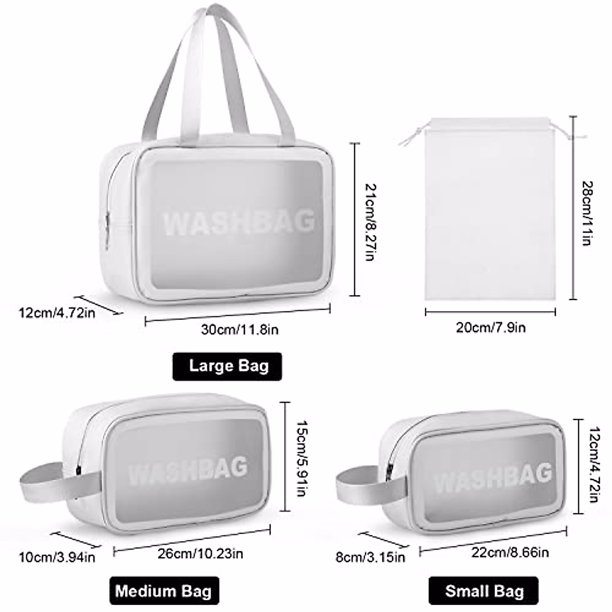 MicoSim Clear Toiletry Bag Set for Women Men, Translucent Waterproof Travel Makeup Bag with Handle, Large Capacity Sturdy & Leak Resistant Cosmetic Bag Pouch for Traveling,Accessories…