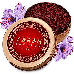 Zaran Saffron, Superior Saffron Threads (Super Negin) Premium grade Saffron Spice for Paella, Risotto, Tea's, and all Culinary Uses (2 Grams)