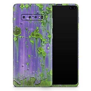 DesignSkinz Purple Metal with Lime Green Rust Protective Vinyl Decal Wrap Skin Cover Compatible with The Samsung Galaxy S20 (Screen Trim & Back Glass Skin)