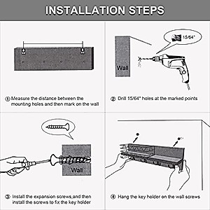 AXTEE Key Holder for Wall, Mail and Key Holder Wall Mount with 4 Double Key Hook and Mail Holder, Key Rack for Entryroom, Hallway, Kitchen, Office- Black