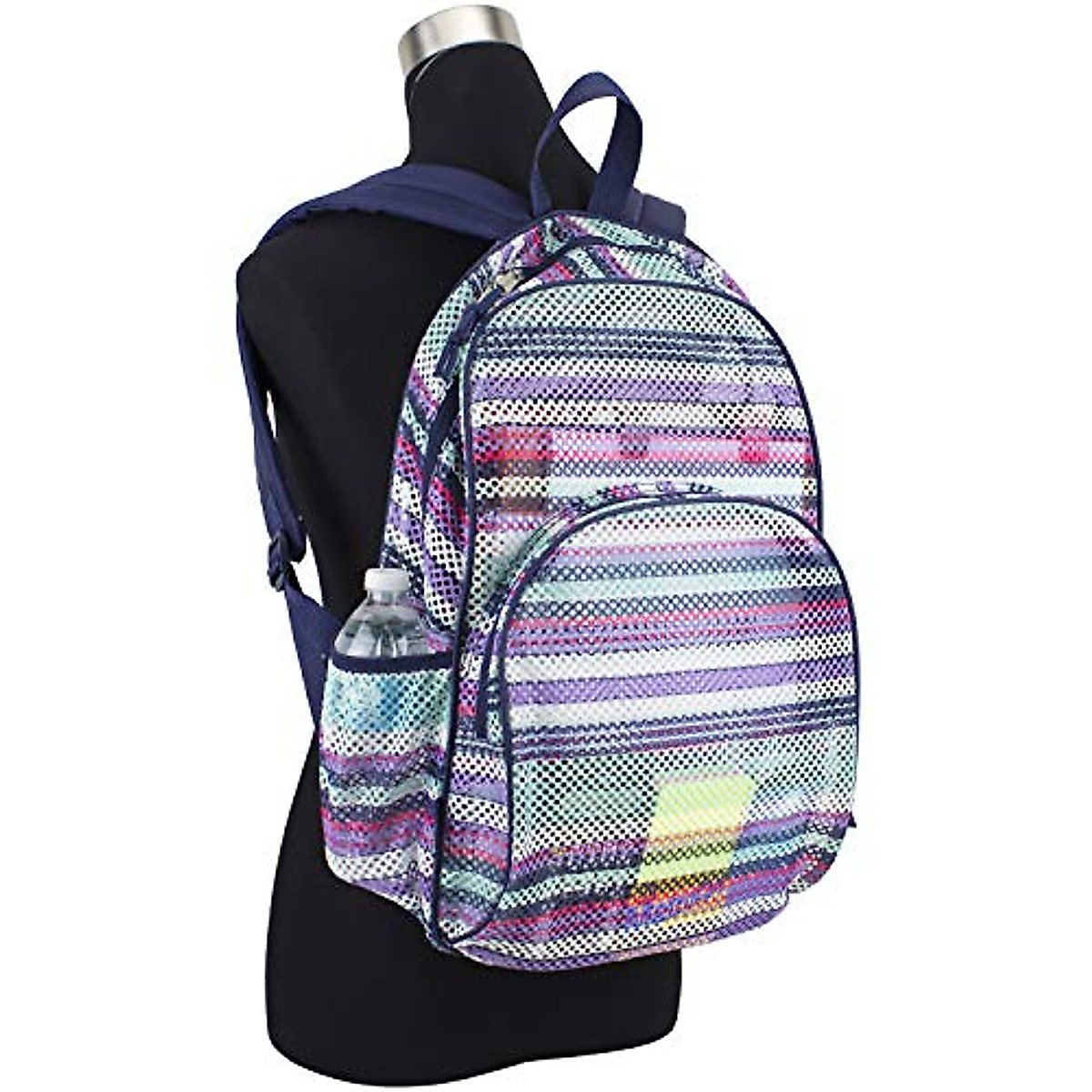 Eastsport Mesh Backpack With Adjustable Padded Shoulder Straps, Blue/Candy Stripe One Size