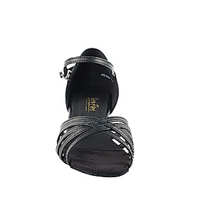 Very Fine Dancesport Shoes - Ladies Salsa, Latin, Rhythm Ballroom Practice Dance Shoes 802 Classic - 1.5-inch Heel Comfortable & Shoe Bag (Black Leather, Size 9)