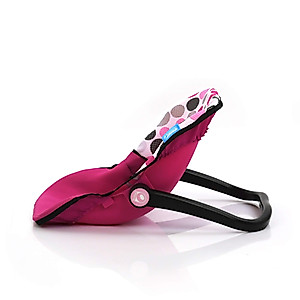 Hauck Pink Dot Doll Car Seat is a Plastic Shell with Fabric and Includes Harness Belt to Keep The Baby Doll Secure and can be Converted into a Feeding Chair, Multi