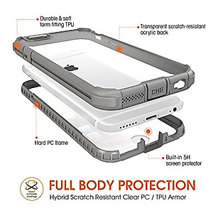 iPhone 6s Case, roocase [Glacier TOUGH] iPhone 6 (4.7) Hybrid Scratch Resistant Clear PC / TPU Armor Full Body Protection Case Cover with Built-in Screen Protector for Apple iPhone 6 / 6s (2015), Granite Black