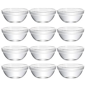 DOITOOL Set of 12 Glass Bowls, Mini Prep Bowls Stackable Glass Serving Bowls for Kitchen Prep, Dessert, Dips, Salad, Candy Dishes, 2.3 x 1.1 Inch