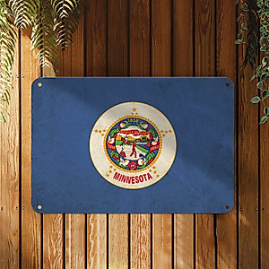 Minnesota Flag Signs Minnesota Metal Tin Sign Customized Rustic America State Home Metal Wall Art Sweet Home Vintage Indoor & Outdoor Decor for Home Man Cave Door Porch Garden Party 8x12 inch