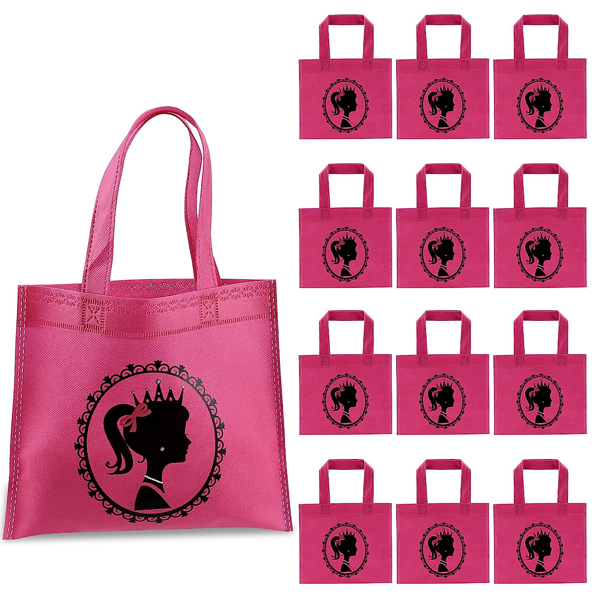 XUWAIDSGN 24 Princess Goodie Bags - Cute Rose Red Party Favor Bags With Handles for Girls' Birthday & Shower Parties