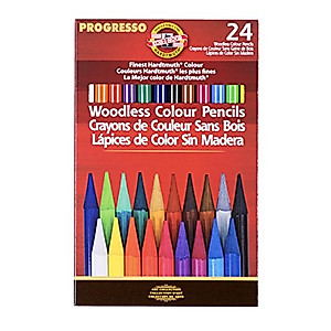 Koh-I-Noor Progresso Woodless Colored 24-Pencil Set, Assorted Colored Pencils (FA8758.24)