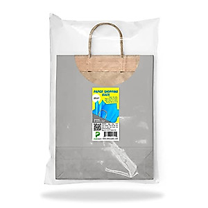 PUREVACY Paper Shopping Bags with Handles 8 x 4.75 x 10.5 Inch, Pack of 25 Gray Kraft Paper Bags with Handles, Paper Gift Bags with Handles, Reusable Party Favor Bags for Small Business and Shopping