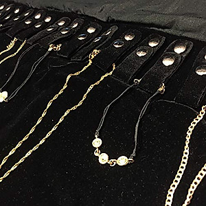 Vinerstar Jewelry Roll Bag for Holding Necklace Bracelet Ring,Jewelry Organizer 16 Hook Velvet Black