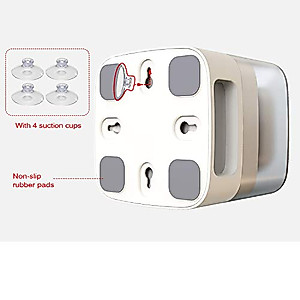 ANROD Dog Food Dispenser Container Toy with Button,Feeder Treat Dispensing Dogs Toys to Slow Eating for Indoor Small/Large Breed IQ Pet Interactive Playing (White)