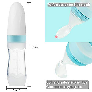 PandaEar (2 Pack) Silicone Baby Food Dispensing Spoon|4 oz Infant Fruit Squeeze Feeder| Travel Friendly Kids Toddlers Boys Girl (Blue)