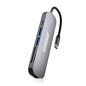 USB C Hub 6 in 1 for MacBook Pro/Air Ipad HP Dell XPS and More Type C Device; 4K HDMI; SD and MicroSD Card Reader 1 x USB 2.0; 1 x USB 3.0 and 1 x USB-C Power Delivery