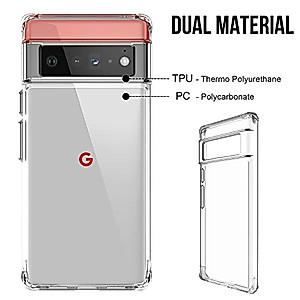 Guarishel for Google Pixel 6 Pro Case: [Built-in 4 Airbags][Not-Yellowing] Military-Grade Shockproof Protective Phone case for Google Pixel 6 Pro, Crystal Clear