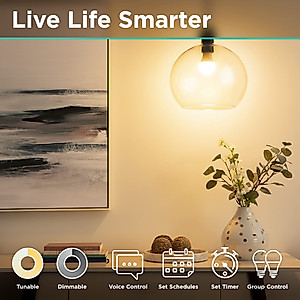iHome Spectra Smart White Lights, 1100 Lumens 10W, 75W Equivalent, A19 E26 Tunable and Dimmable WiFi Smart Bulb, No Hub Required, Works with Alexa and Google Home, 4 Pack
