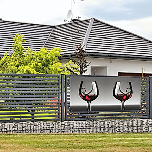 Banners and Signs for Outdoor 35x71 Backdrop for Birthday Party Business Graduation Wedding Event,Wine Glass