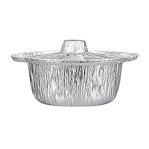 Foil Lux 34 Ounce Pans And Lids, 10 Disposable Pots With Lids - Oven-Ready, Stove Compatible, Aluminum Foil Baking Pans, Freezable, For Outdoor Camping, Vacation, Picnic, And More - Restaurantware