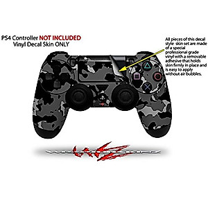 WraptorSkinz Skin Compatible with Sony PS4 Dualshock Controller PlayStation 4 Original Slim and Pro WraptorCamo Old School Camouflage Camo Black (Controller NOT Included)