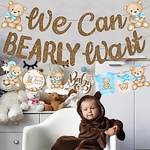 We Can Bearly Wait Banners Bear Baby Shower Banner Teddy Bear Baby Shower Decorations 3PCS We Can Bearly Wait Baby shower Decorations for Boy Bear Birthday Party Supplies