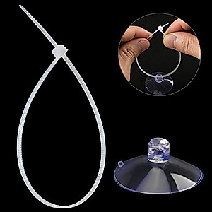 ANCIRS 30pcs 35mm Suction Cups with 50pcs Transparent Zip Ties, Rubber Anti-Collision Sucker Pad Without Hooks for Home & Kitchen Hanging Organization