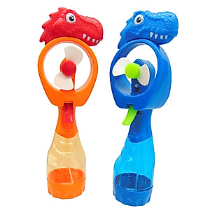 Dinosaur Misting Spray Bottle Fan Kids Personal Cooling Mist Portable Handheld Humidifier Powered Tyranasaurus T-Rex Fans with Mist for Boys or Girls, Set of 2