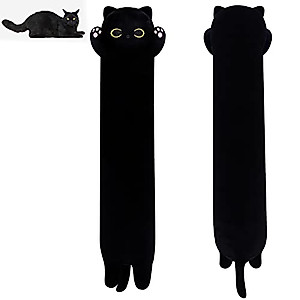 MUFEIRUO Long Cat Plush Long Plush Body Toy, Cute Long Cat Stuffed Animals Soft Long Cat Plushie, Black Cat Plush Kawaii Cartoon Stuffed Cat Toys for Kids Birthday Christmas