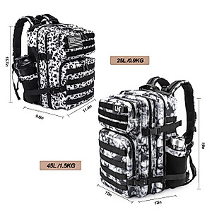 LHI Tactical Military Backpack for Men and Women 25L Army Assault Pack Bag Large Rucksack with Molle System - Leopard