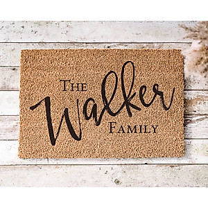 Personalized Family Name Coir Coconut Husk Doormat Door Mat 18x30 or 24x36 (18"x 30")