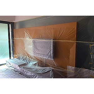 Pre-Taped Masking Film Paper, Adhesive Plastic Painting Drop Film for Automotive Furniture Protection Covering (5 X 65 Ft)