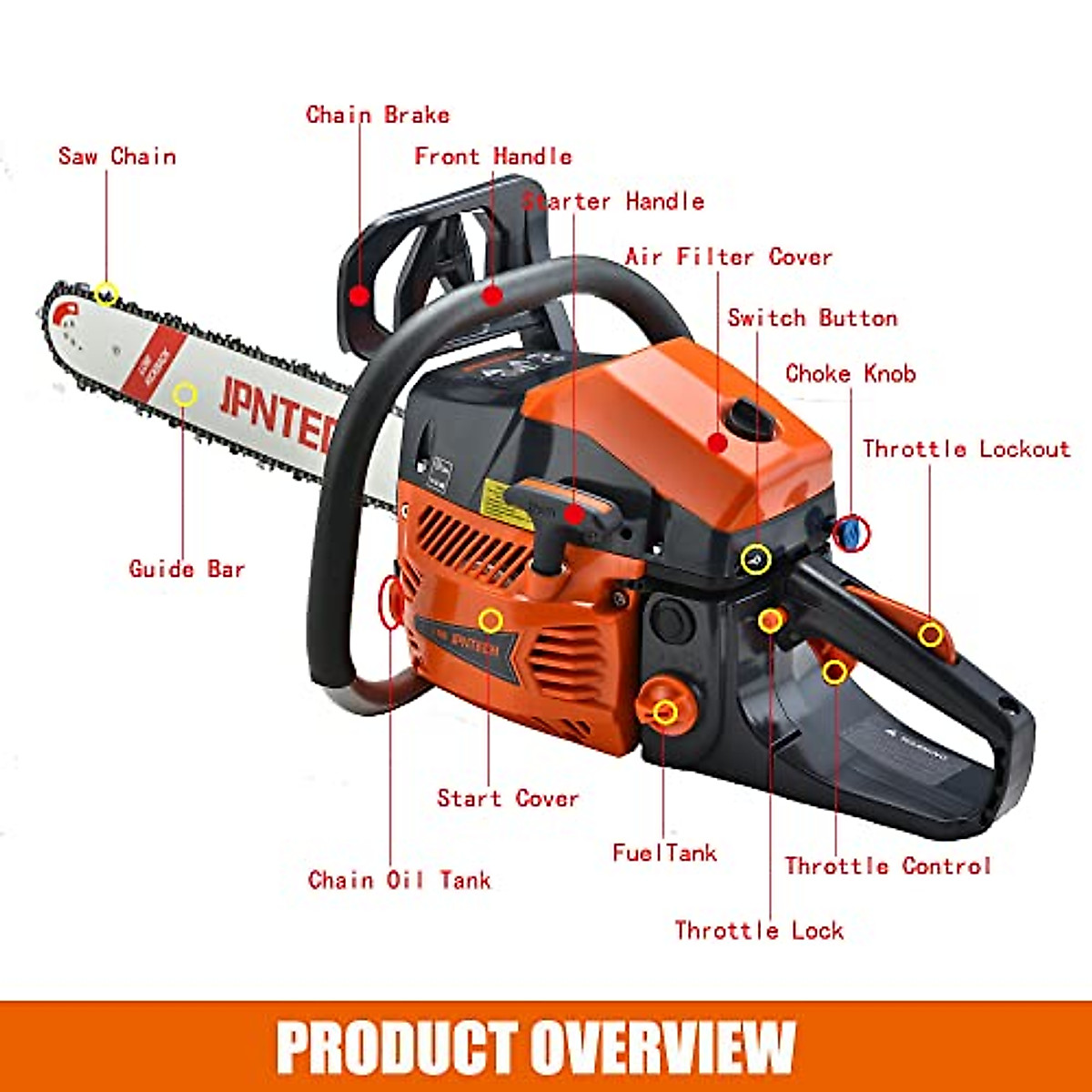 Gas Chainsaw 60cc 2-Cycle Gasoline Powered Chainsaw 20 Inch Handheld Cordless Petrol Chain Saws For Forest, Wood, Garden and Farm Cutting Use