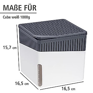 WENKO Dehumidifier Small, Portable, Compact and Rechargeable, Moisture Absorber for Bathroom, Bedroom, Garage, Closet, 2800 Cubic Feet, 2.2lbs, White, 6.18 x 6.5 x 6.5, 2.2 lbs