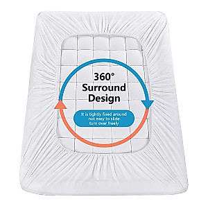 Queen Mattress Pad Cover Cooling Mattress Topper Pillow Top with Down Alternative Fill (8-21” Fitted Deep Pocket Queen Size)
