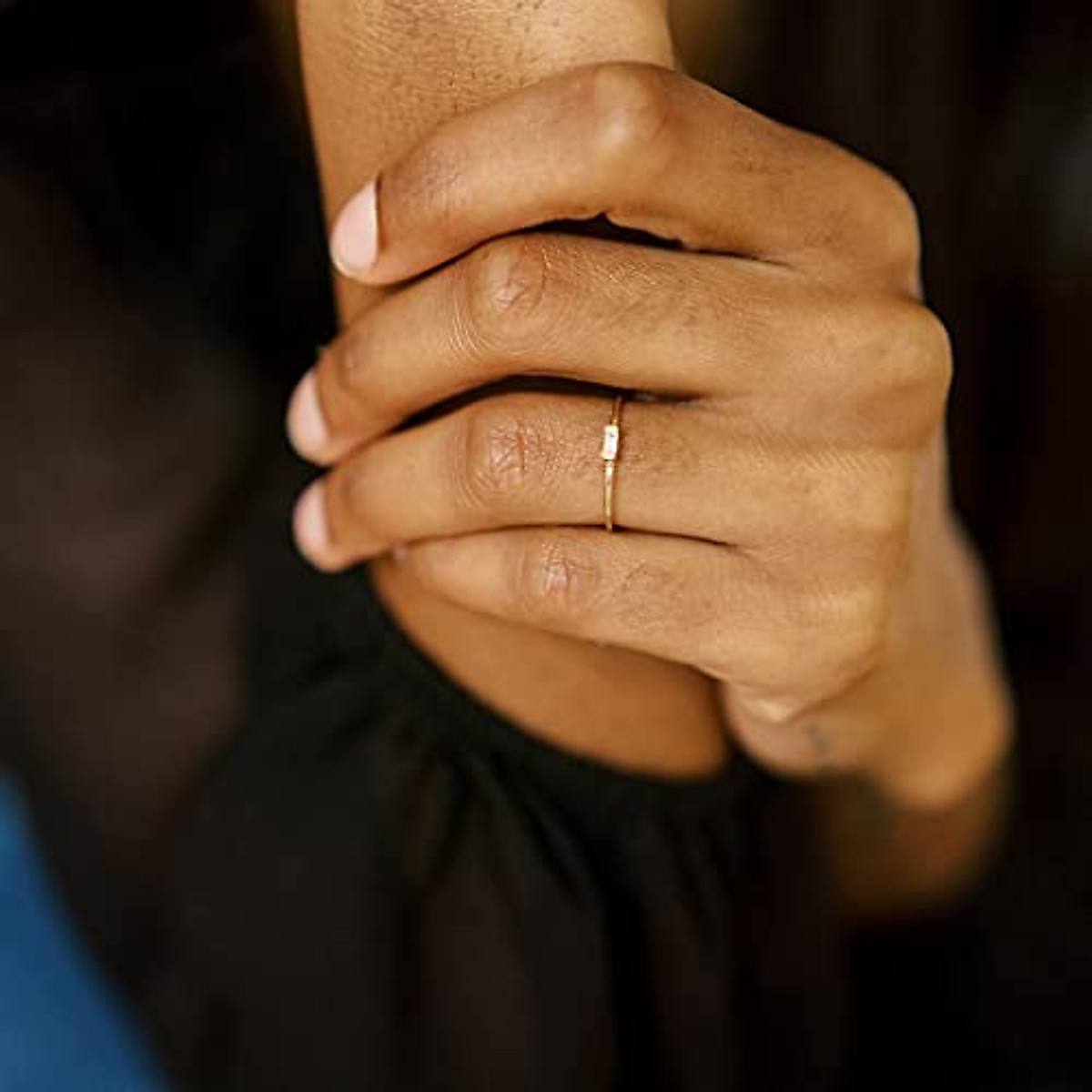 Honeycat Tiny Baguette Crystal Ring in 18k Gold Plate | Minimalist, Delicate Jewelry (Smooth/G/7)