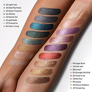 Oulac Blue Liquid Glitter Eyeshadow Liquid Shimmer Eyeshadow Liquid Eyeliner Non-sticky One-Swipe Coverage with Quick-Drying Crease-resistant Formula.Vegan & Cruelty-Free.(10)