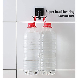 Probablei 360° Rotating Folding Hook, 360 Degrees Rotating Folding Hook, Hanging Utensil Holder, Multi-Purpose Hanging Utensil Holder Hooks, Self-Adhesive, for Kitchen Bathroom (6-Black,One Size)