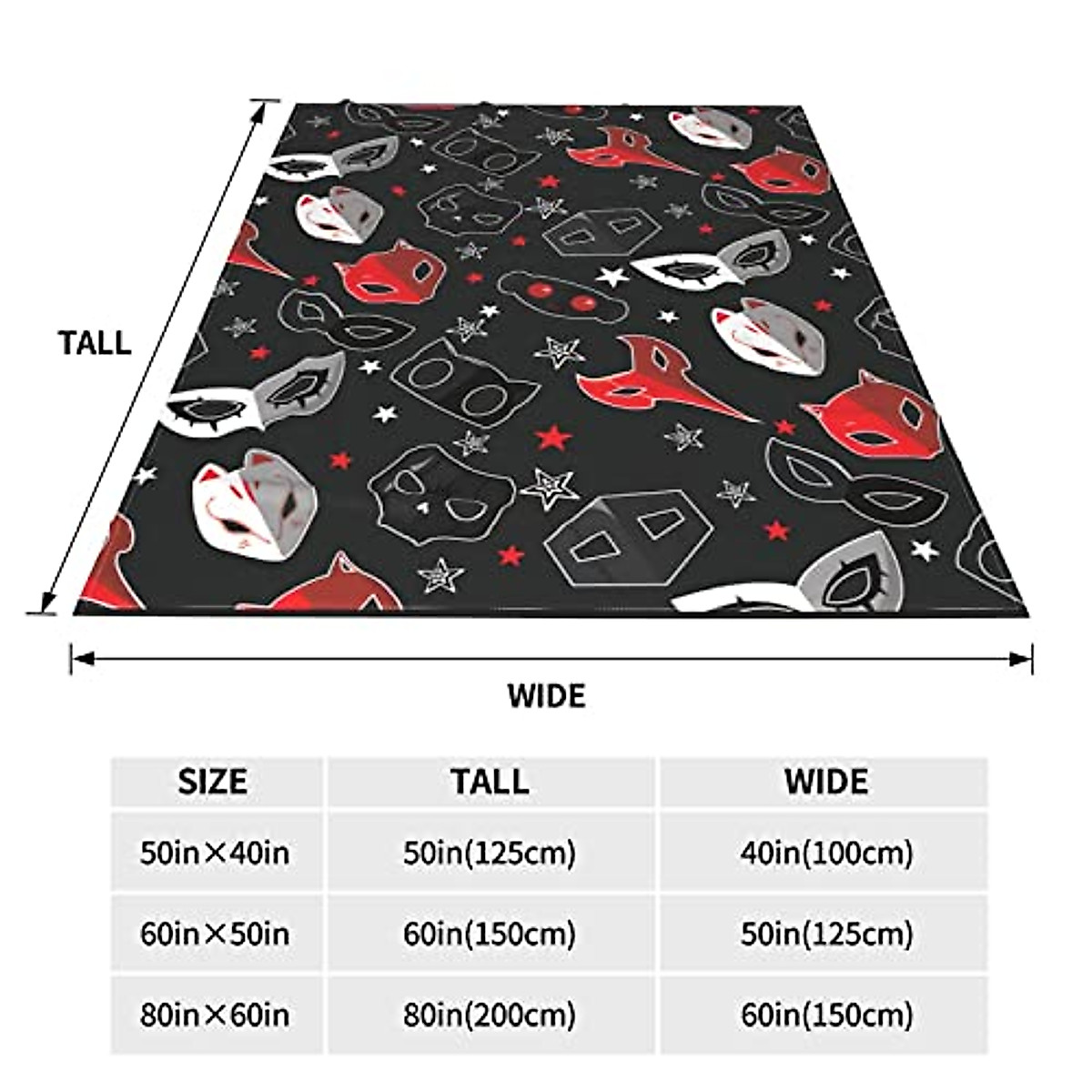 Ultra-Soft Micro Fleece Flannel Throw Blankets,Lightweight Air Conditioning All Season Fuzzy Plush Blanket Persona 5 Masks Pattern for Bed/Couch/Sofa/Chair/Dorm/Travel 50"X40"